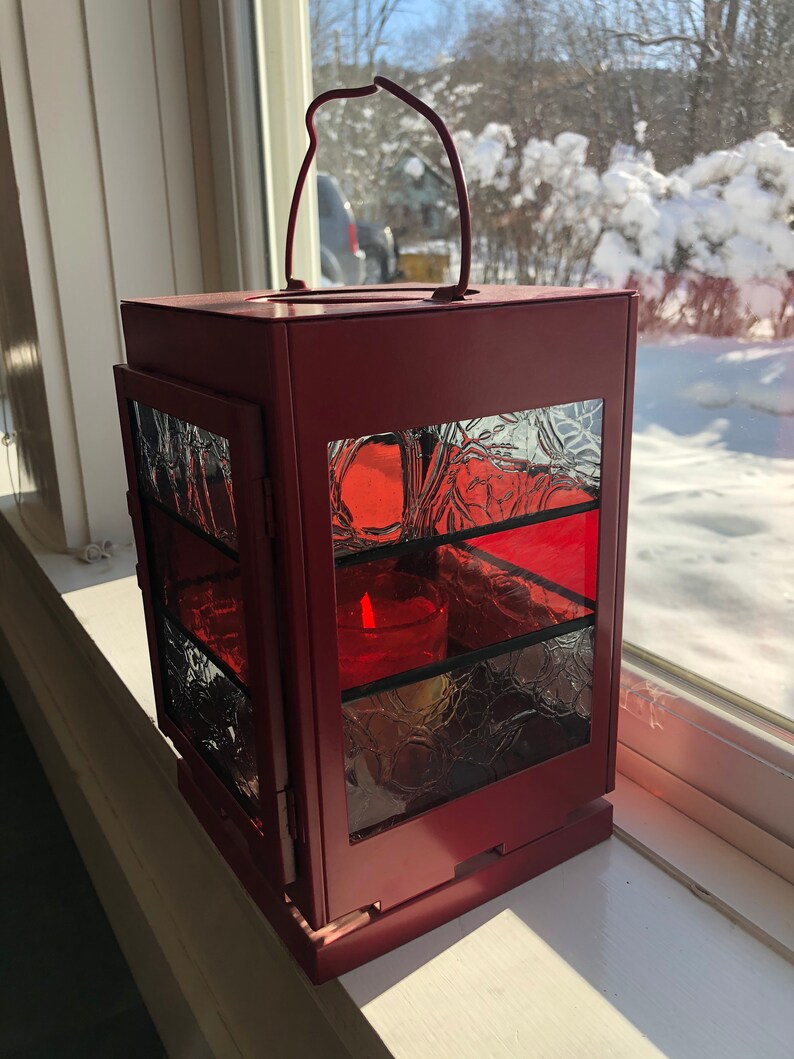 Original Handmade Stained Glass Panels in Manufactured Red Metal ...