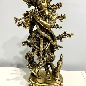 Brass Lord Krishna Statue 30CM Handmade Krishna Idol With Flute for ...