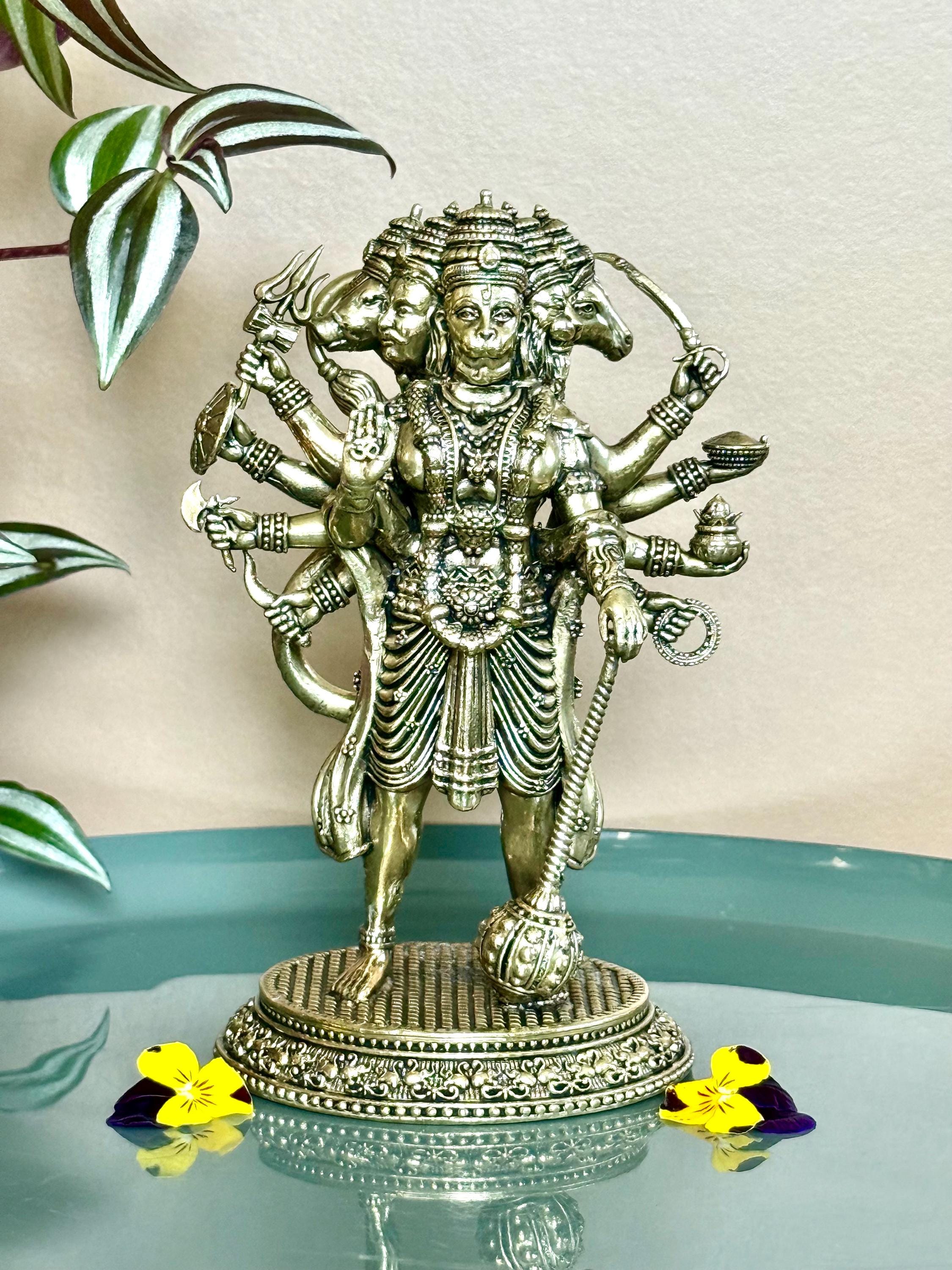 Brass Panchamukhi Hanuman Statue for Altar Home Temple Decor Brass ...