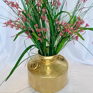 Vintage Brass Pot With Handles in Hammered Finish Brass Antique Vase ...