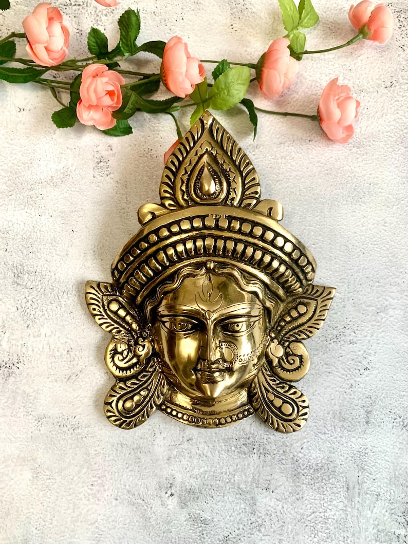 Brass 10" Inch Maa Kalika Devi Face Wall Hanging;large Durga Mata Face ...
