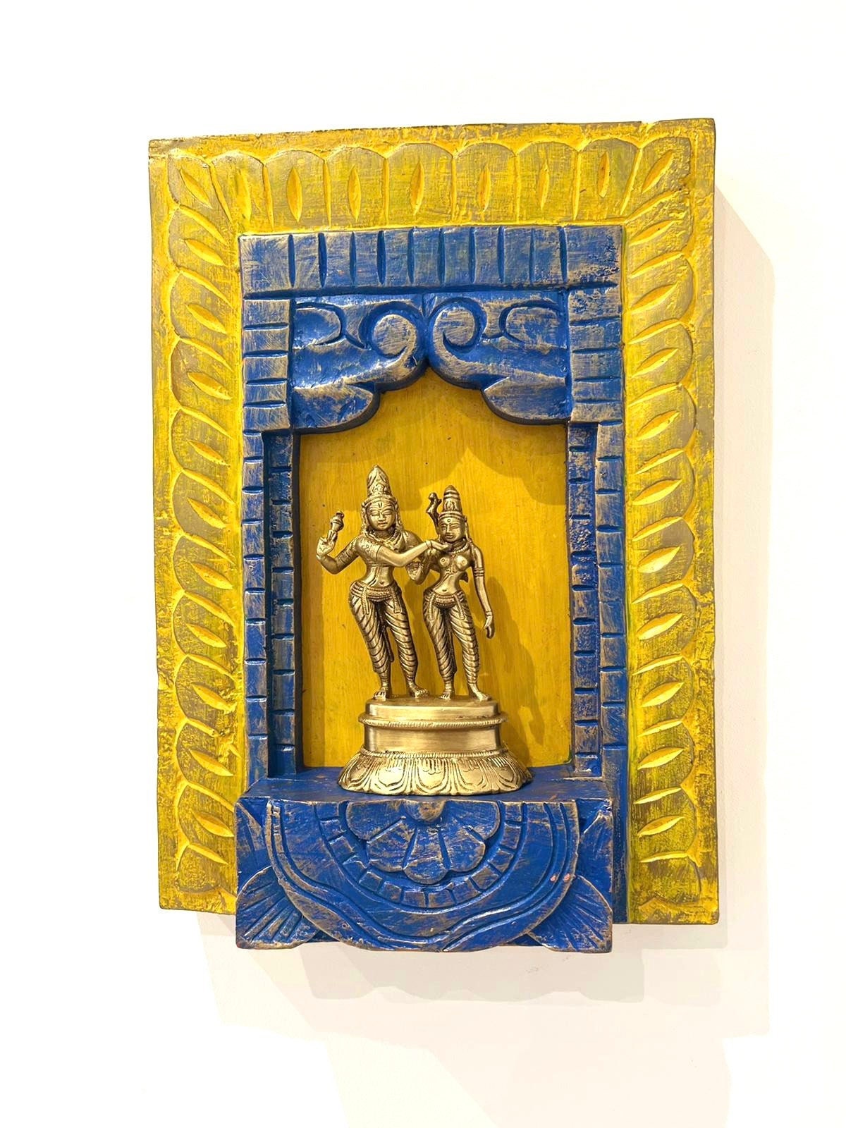 Distressed Yellow and Blue Wooden Wall Hanging Frame With - Etsy