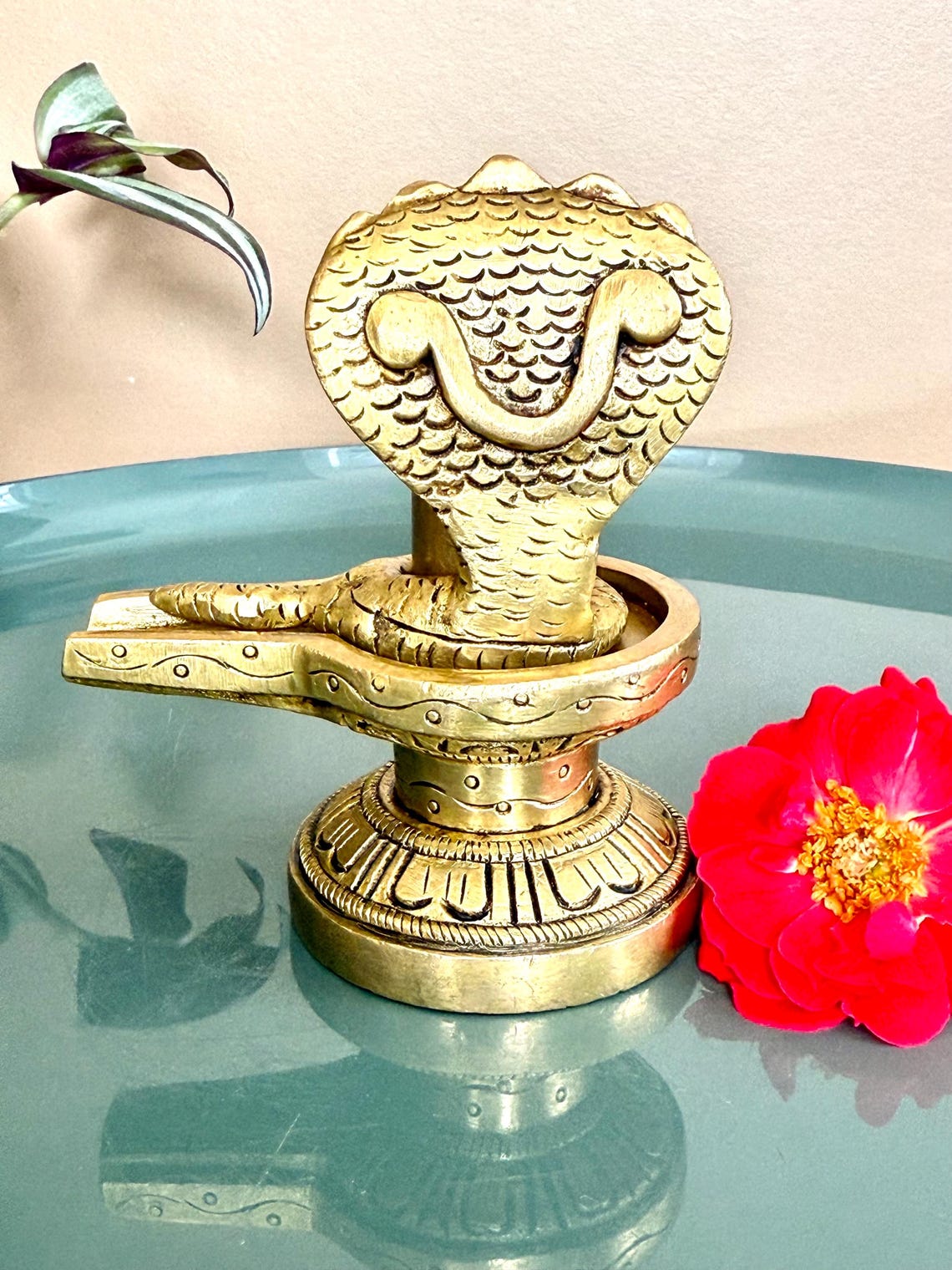 Brass Shiva Lingam Statue Naga Shivling for Home Temple Puja Decor ...