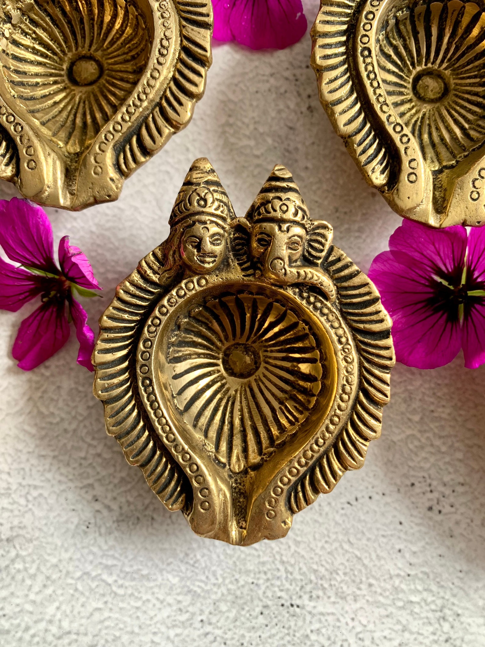 Brass Lakshmi and Ganesha Diyas Set of 6 Return Gift Diyas for Diwali ...