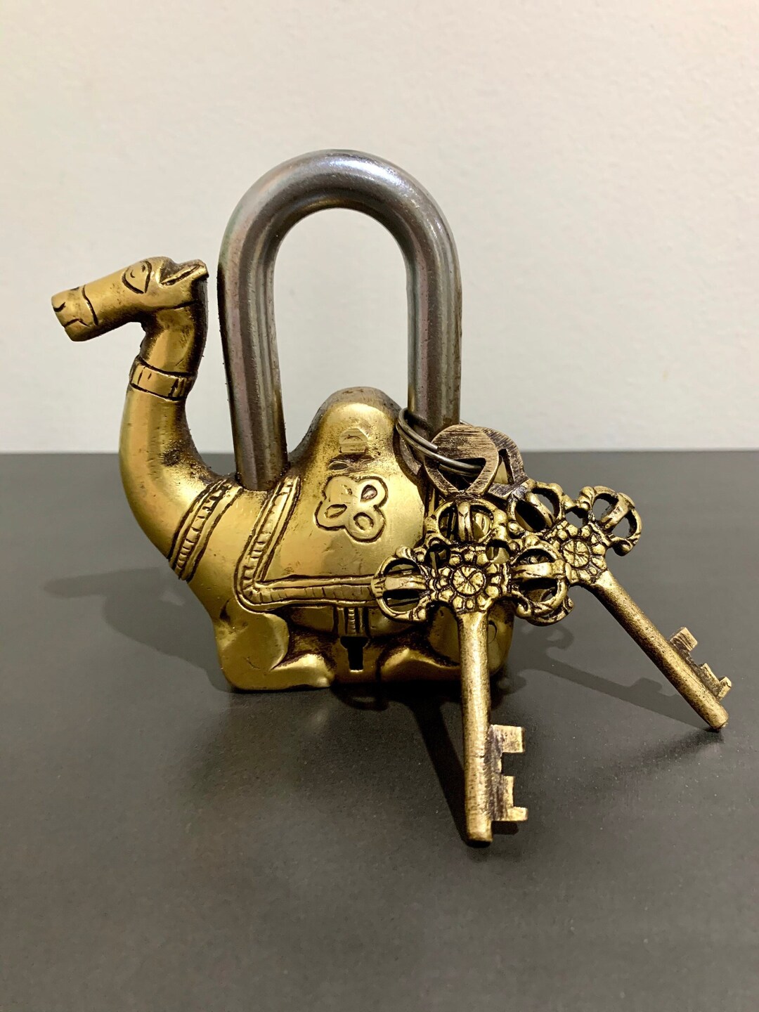 Brass Camel Antique Padlock With Two Functional Keys;handmade Vintage ...
