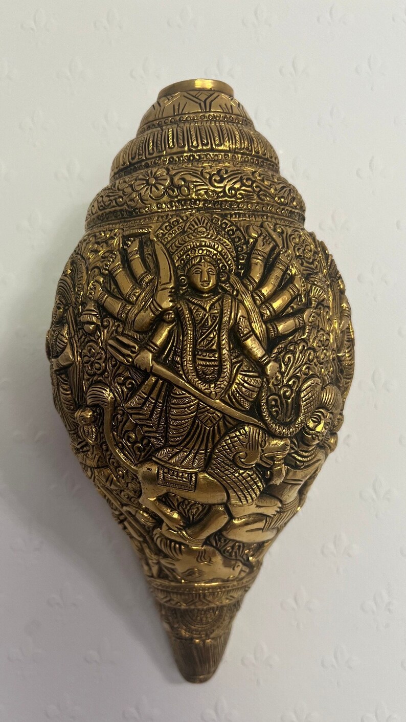 Brass Durga Shanku Wall Hanging, Hindu Trumpet Conch, Religious Decor ...