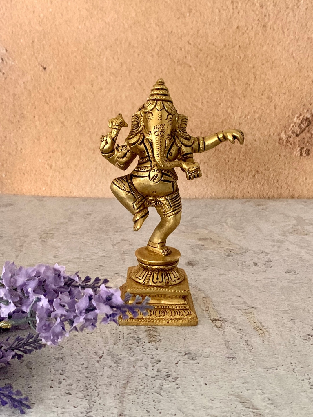 Brass 17cm Dancing Ganesha;natya Ganesha Statue;indian Handmade ...