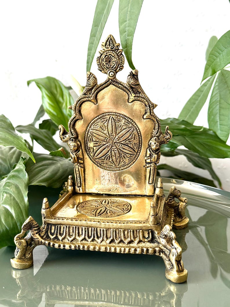 Handcrafted Brass God Singhasan 20CM Vintage Home Mandir for Pooja Room ...