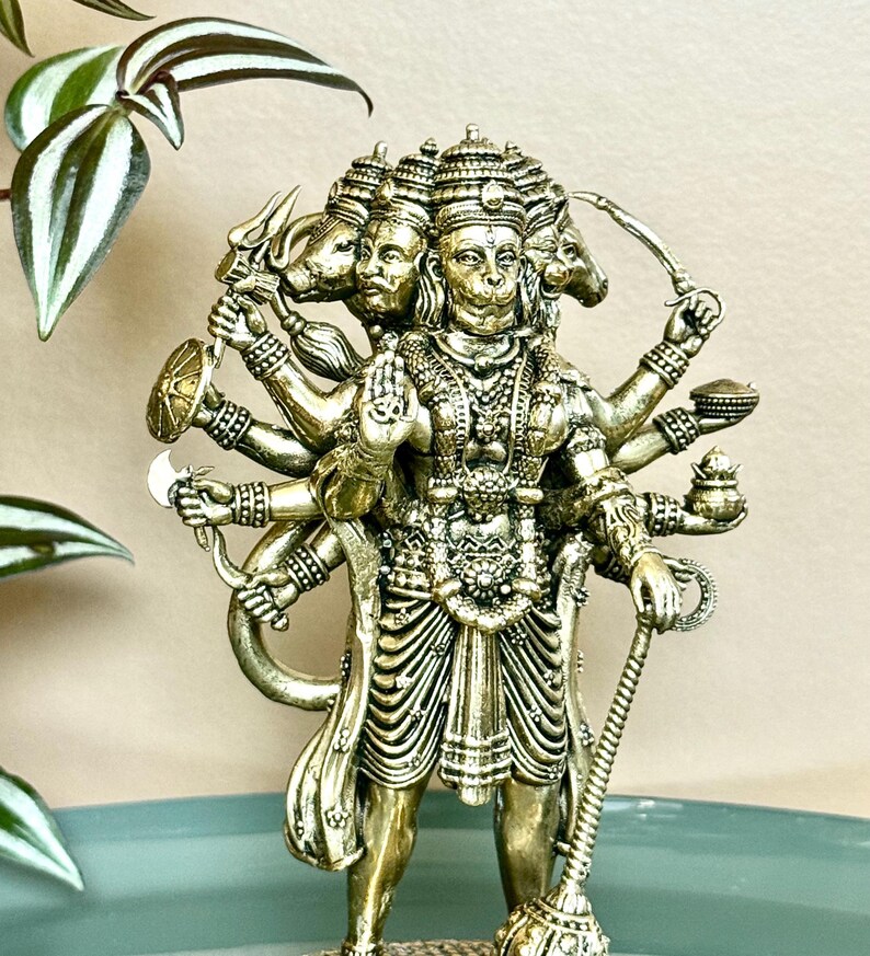 Brass Panchamukhi Hanuman Statue for Altar Home Temple Decor Brass ...