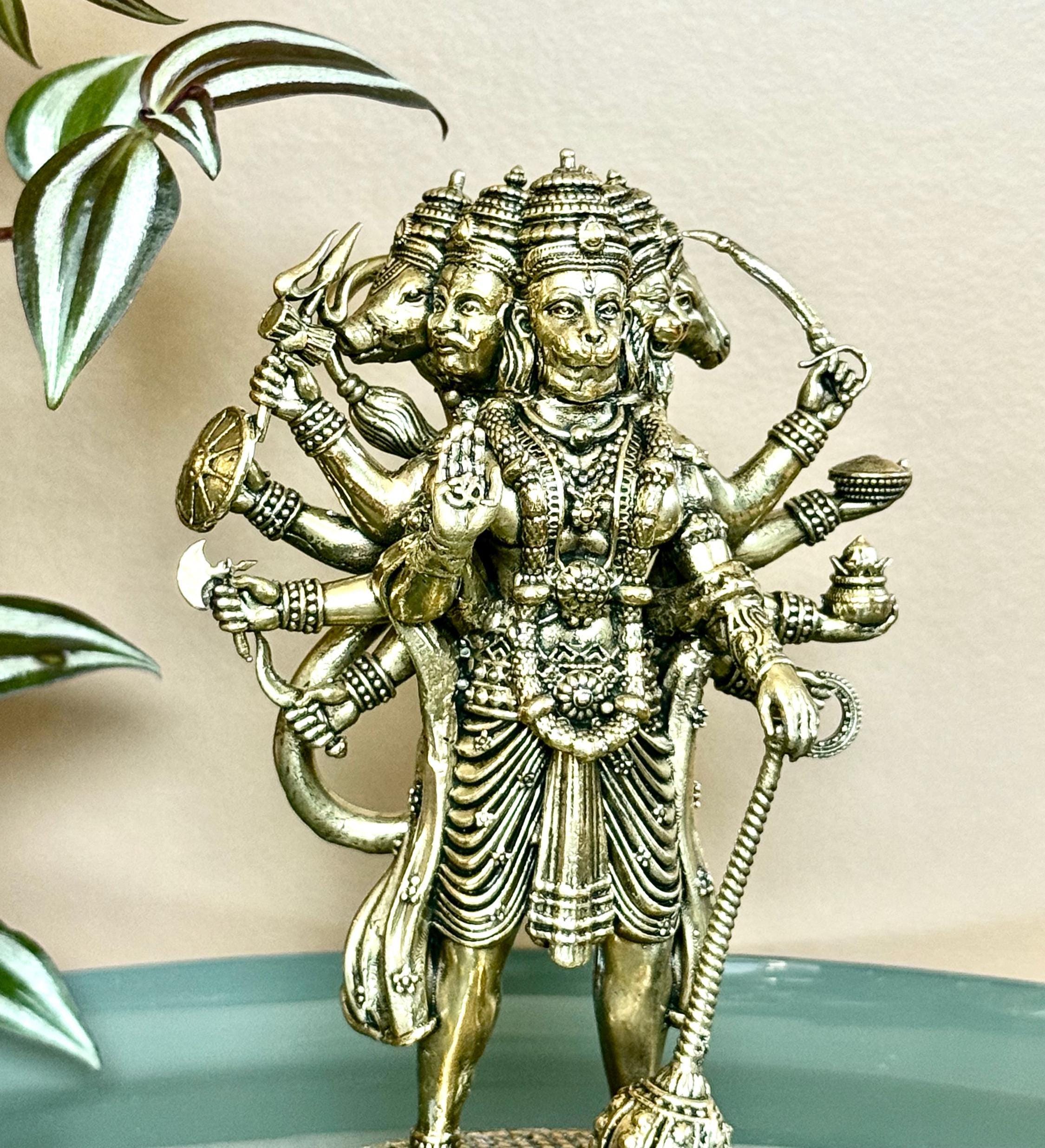 Brass Panchamukhi Hanuman Statue for Altar Home Temple Decor Brass ...