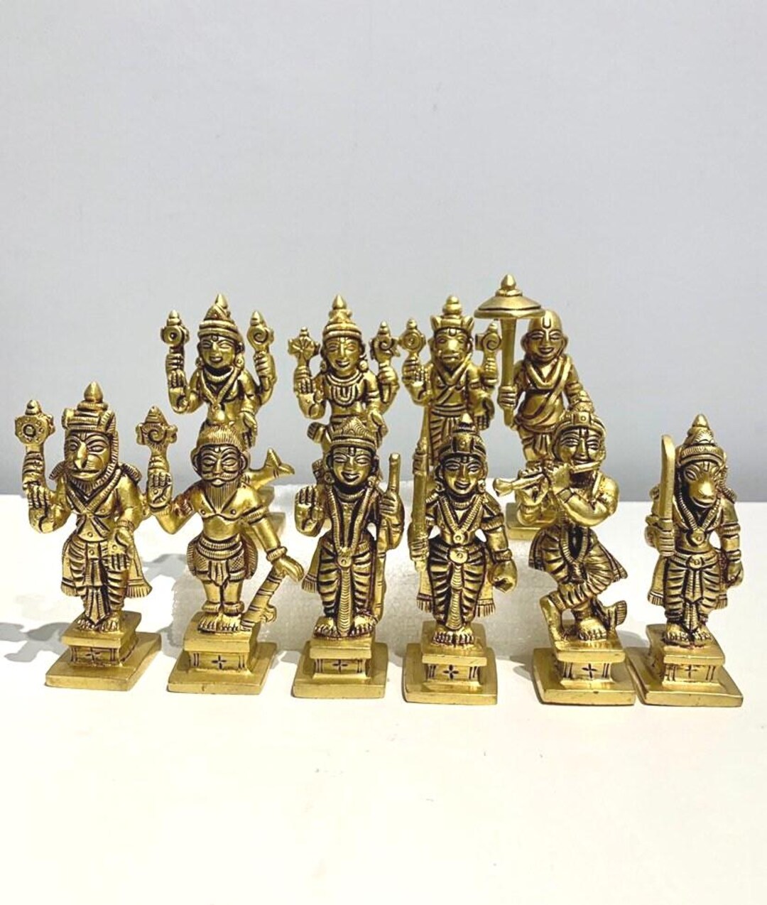 3.5-inch Brass Dashavataram of Lord Vishnu Ten Incarnations Avatars ...