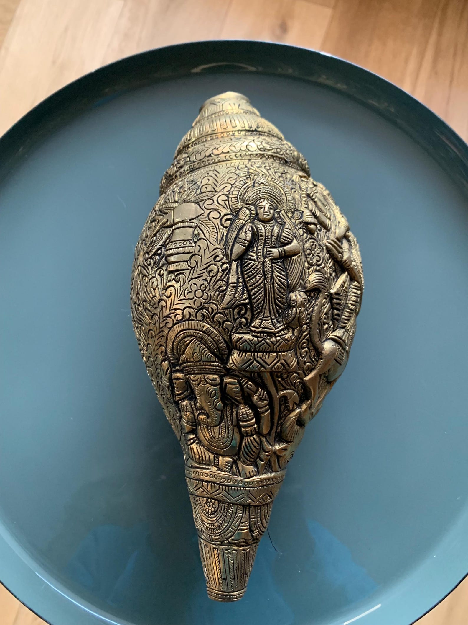 Brass Durga Shanku Wall Hanging, Hindu Trumpet Conch, Religious Decor ...