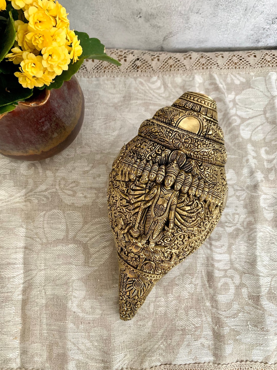 Brass Vishwaroopam Shanku Wall Hanging Sacred Emblem of Lord Vishnu ...