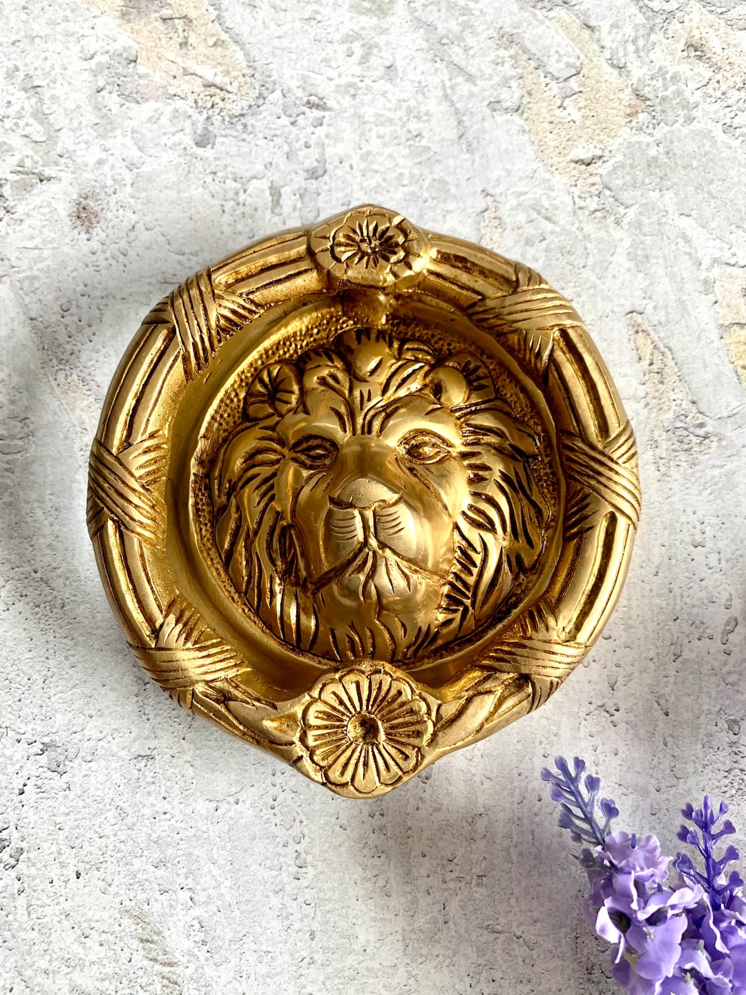 Brass Lion Door Knocker Solid Big Lion Door Knocker Round Lion Door ...