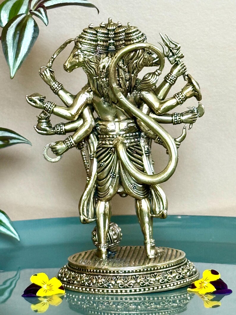 Brass Panchamukhi Hanuman Statue for Altar Home Temple Decor Brass ...