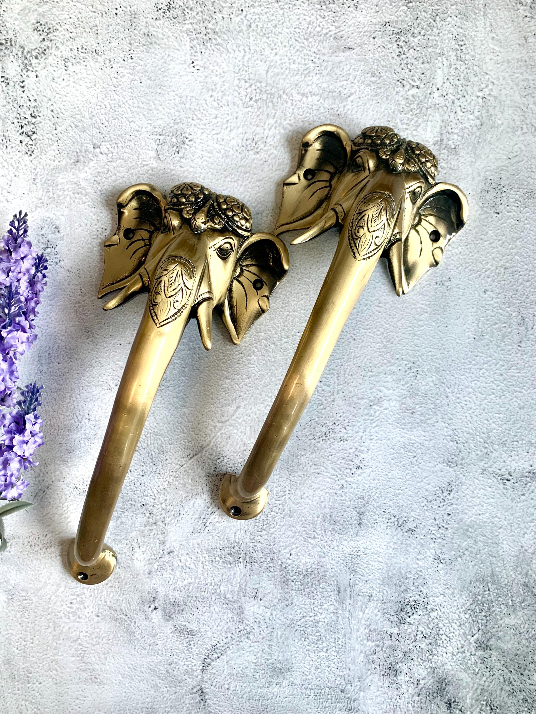 Brass 11" Inch Heavy Ganesha Door Handles,large Antique Main Door ...