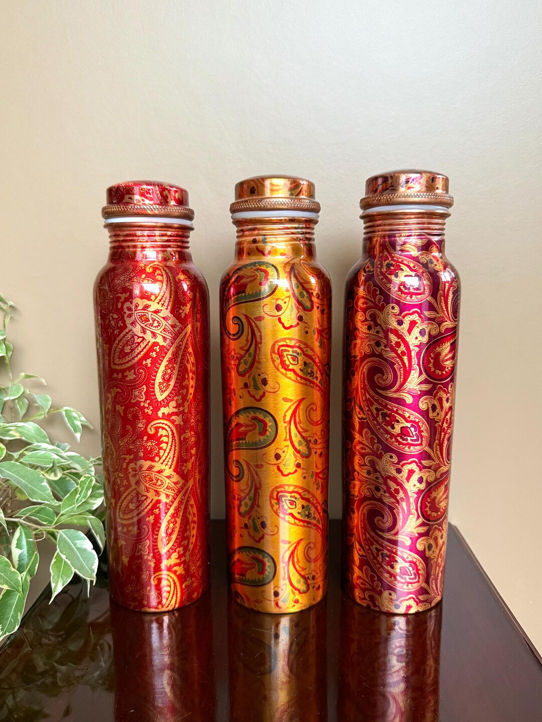 Handmade Pure Copper Water Bottles 32oz in Paisley Designs,eco-friendly ...
