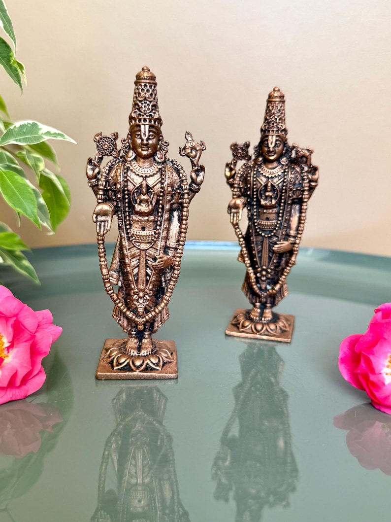 Copper Lord Tirupati Balaji Statue Miniature for Home Temple Srinivasa ...