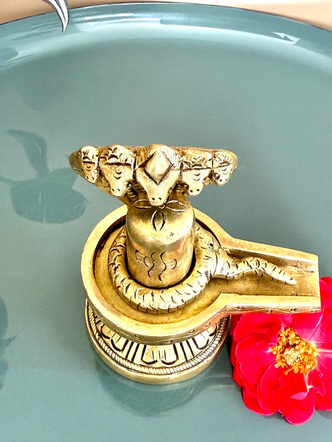 Brass Shiva Lingam Statue Naga Shivling for Home Temple Puja Decor ...