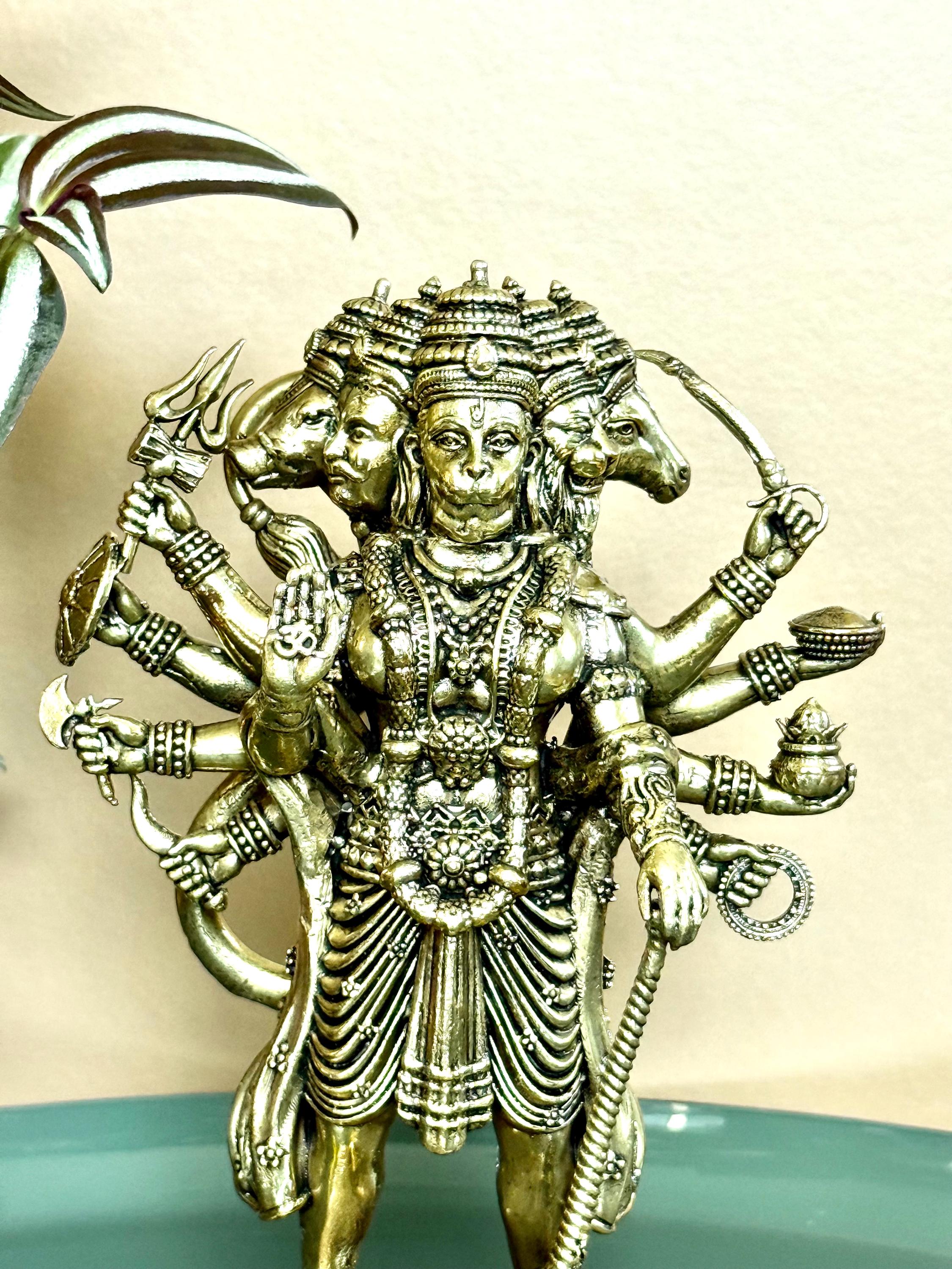 Brass Panchamukhi Hanuman Statue for Altar Home Temple Decor Brass ...