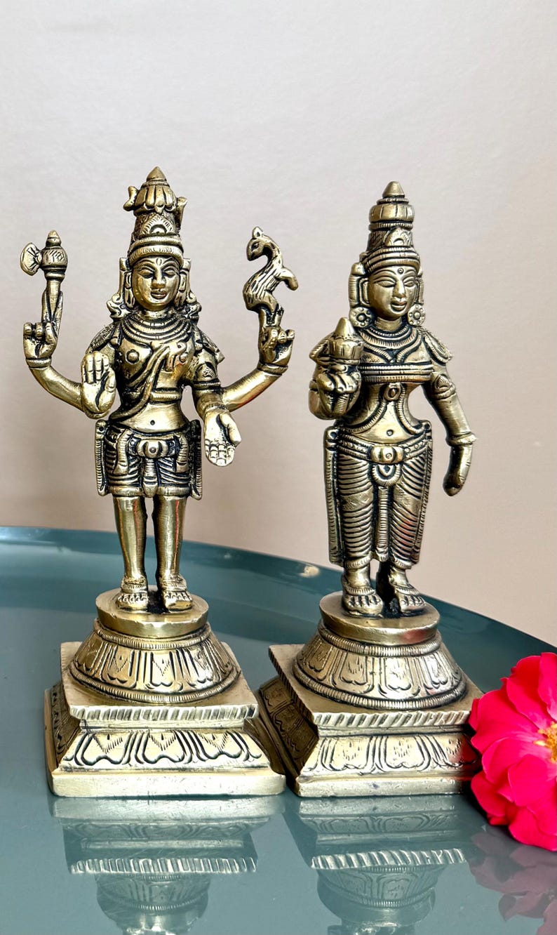 Brass 8" Lord Shiva as Pashupatinath With Goddess Parvati Statues;lord ...