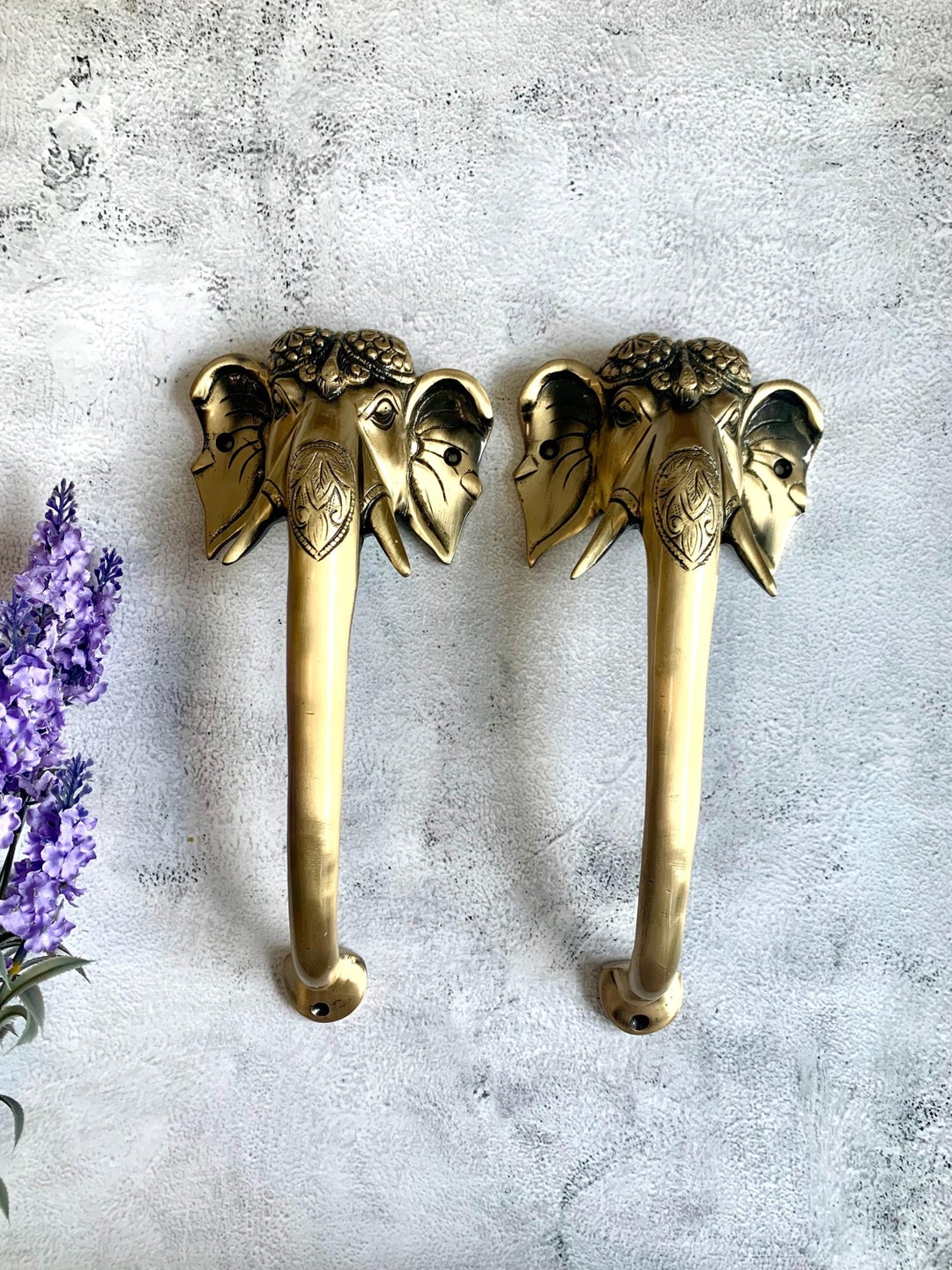 Brass 11" Inch Heavy Ganesha Door Handles,large Antique Main Door ...