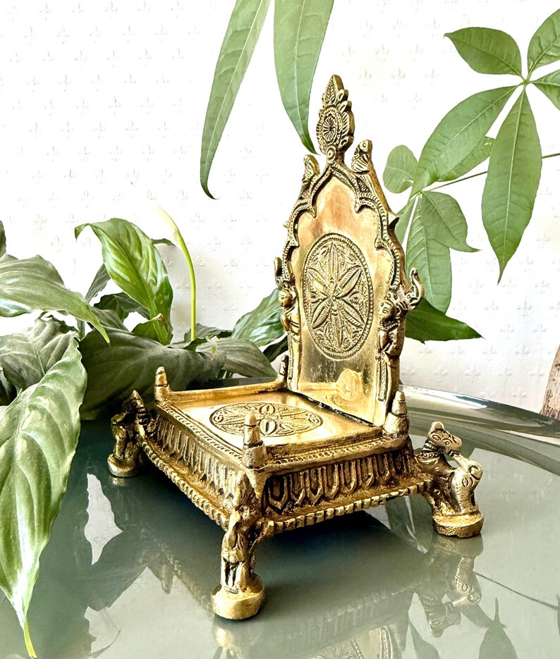 Handcrafted Brass God Singhasan 20CM Vintage Home Mandir for Pooja Room ...