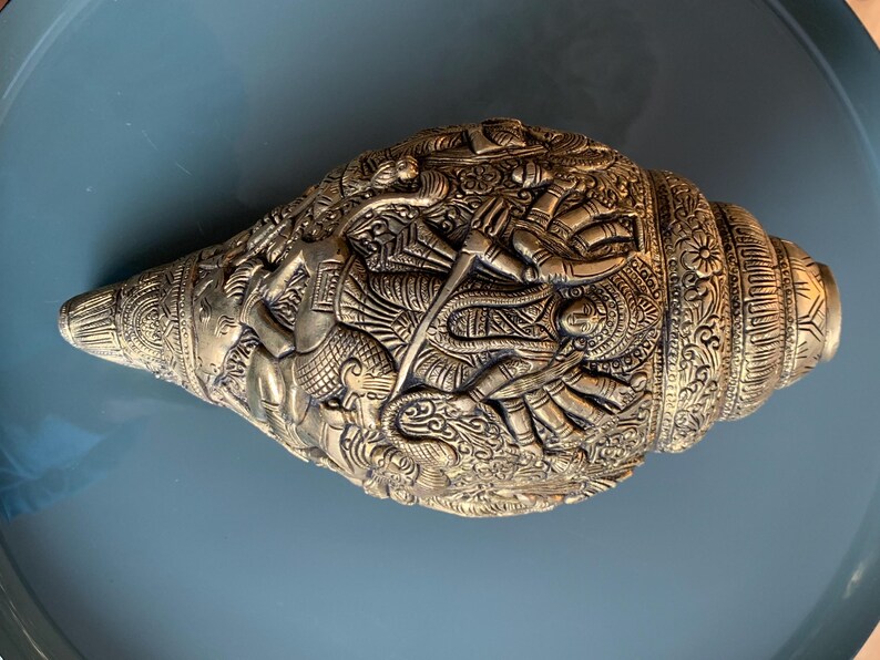 Brass Durga Shanku Wall Hanging, Hindu Trumpet Conch, Religious Decor ...