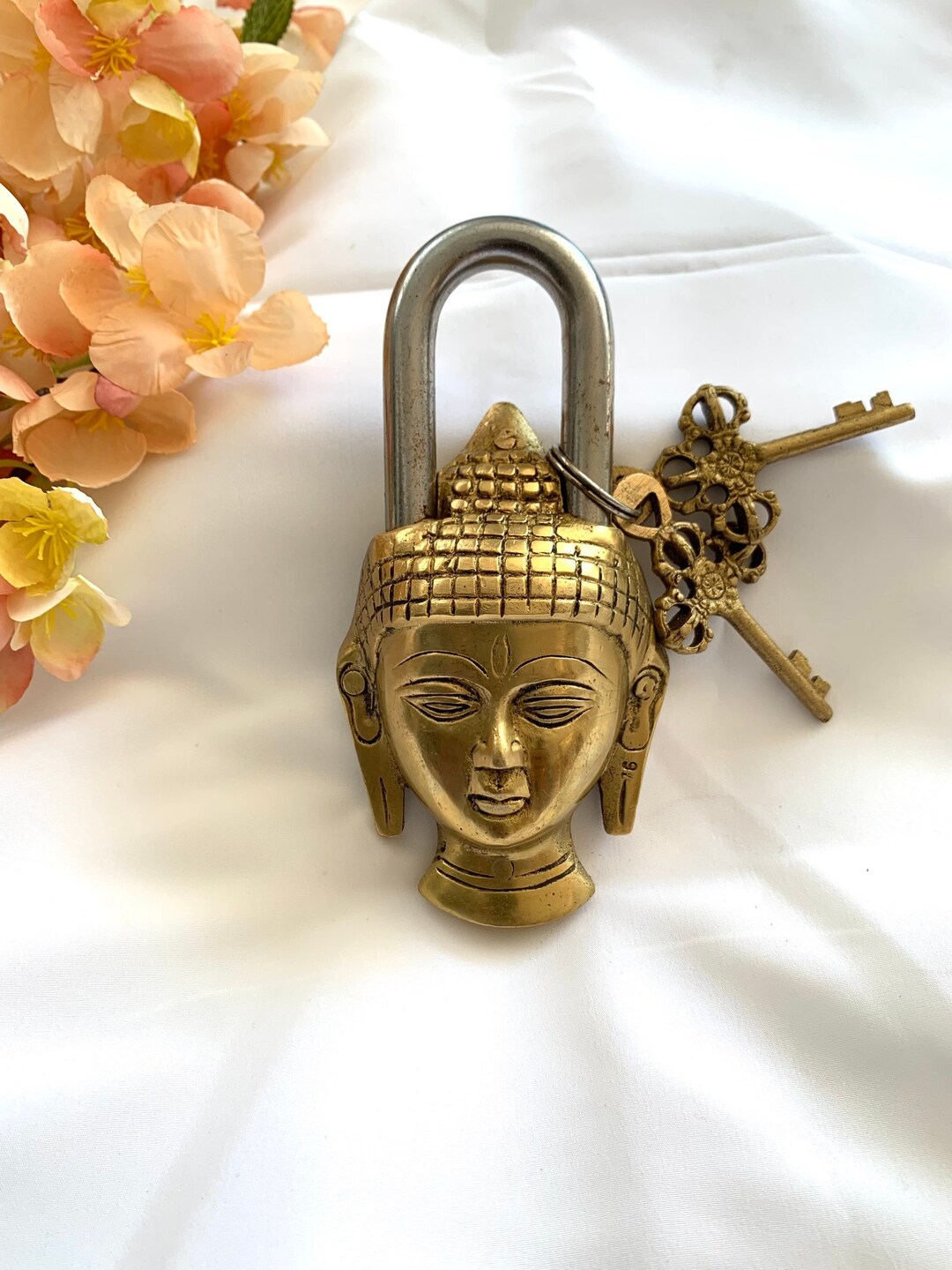 Brass Buddha Functional Padlock With Two Keys; Shed Lock; Antique Lock ...