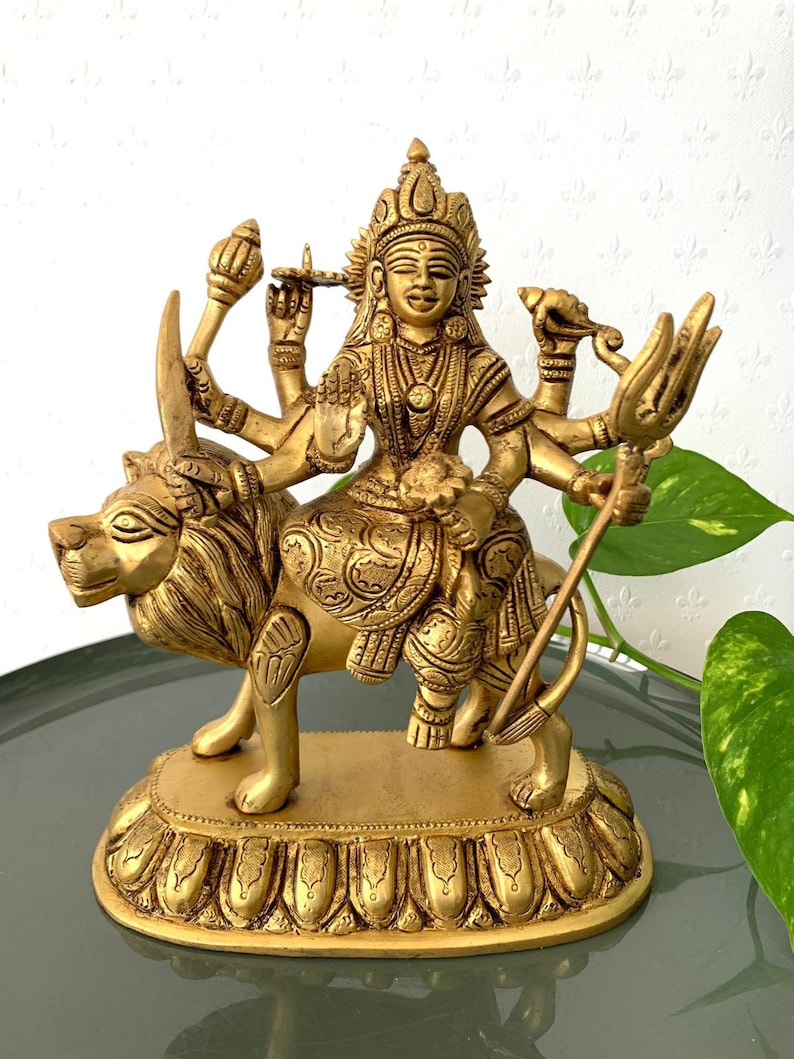 Brass 9" Inch Maa Durga Devi Statue Goddess Durga Maa Adi Shakti Adi ...