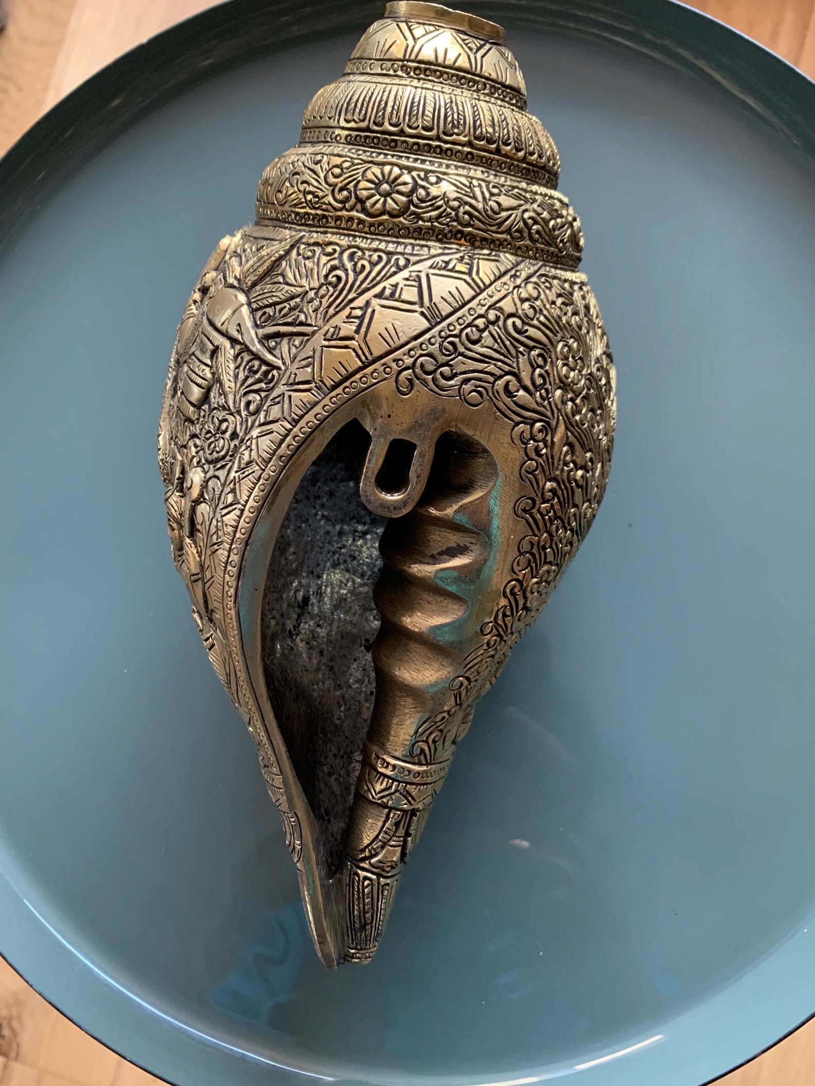 Brass Durga Shanku Wall Hanging, Hindu Trumpet Conch, Religious Decor ...
