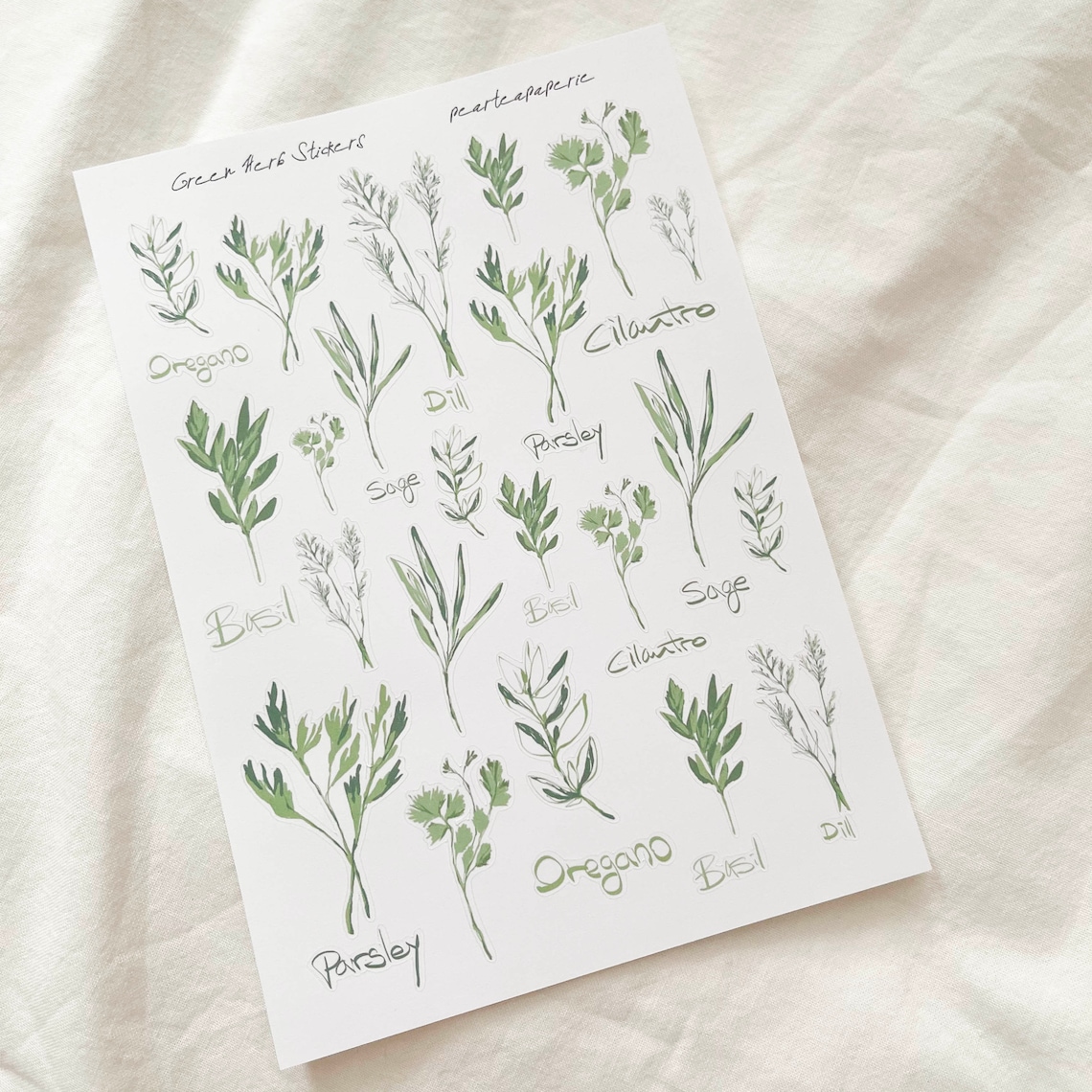 Green Herb Stickers Botanical Art Planner Stickers Plant | Etsy