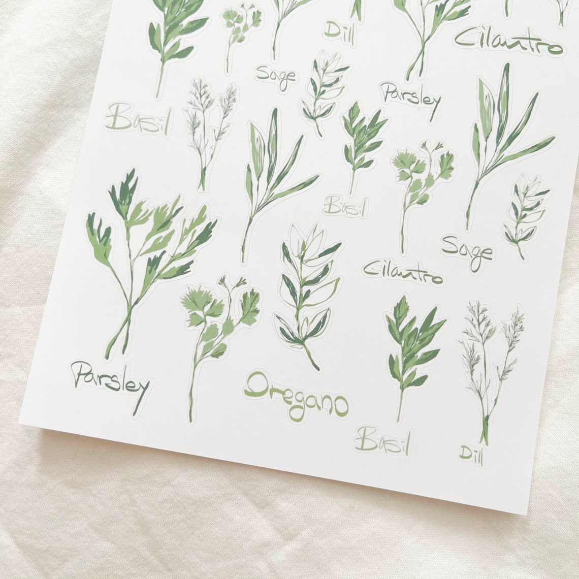Green Herb Stickers Botanical Art Planner Stickers Plant | Etsy