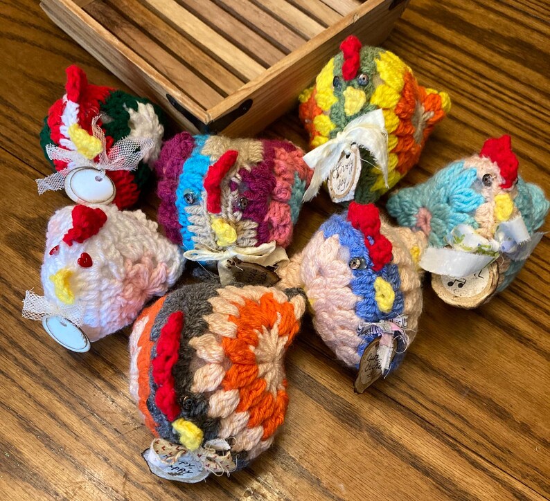 Amigurumi Chickens Crocheted Granny Square Plushie Chickie Handmade ...