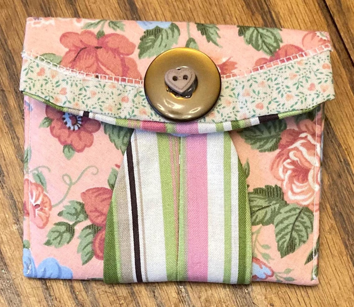 Cloth Wallet, Three Pockets, Velcro Closures, Machine Sewn Cotton ...