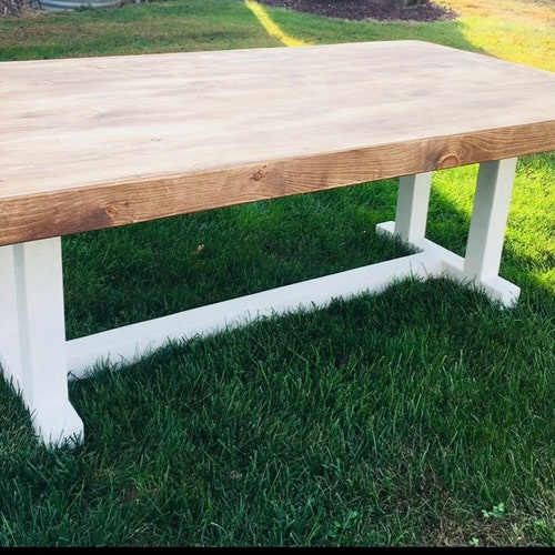 White Wash Farmhouse Table With Benches Rustic Wooden Gray | Etsy