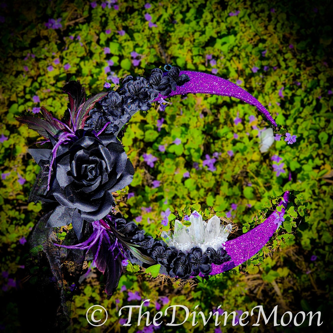 Purple Quartz Glitter Moon - Dark Moon Collection - Lunar Decor - Wall ...