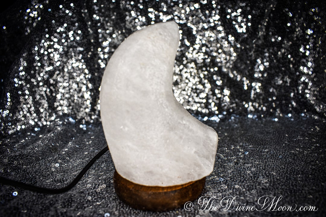 Moon Himilayan Salt Lamp Boho Lunar Decor USB Light Cleansing and ...