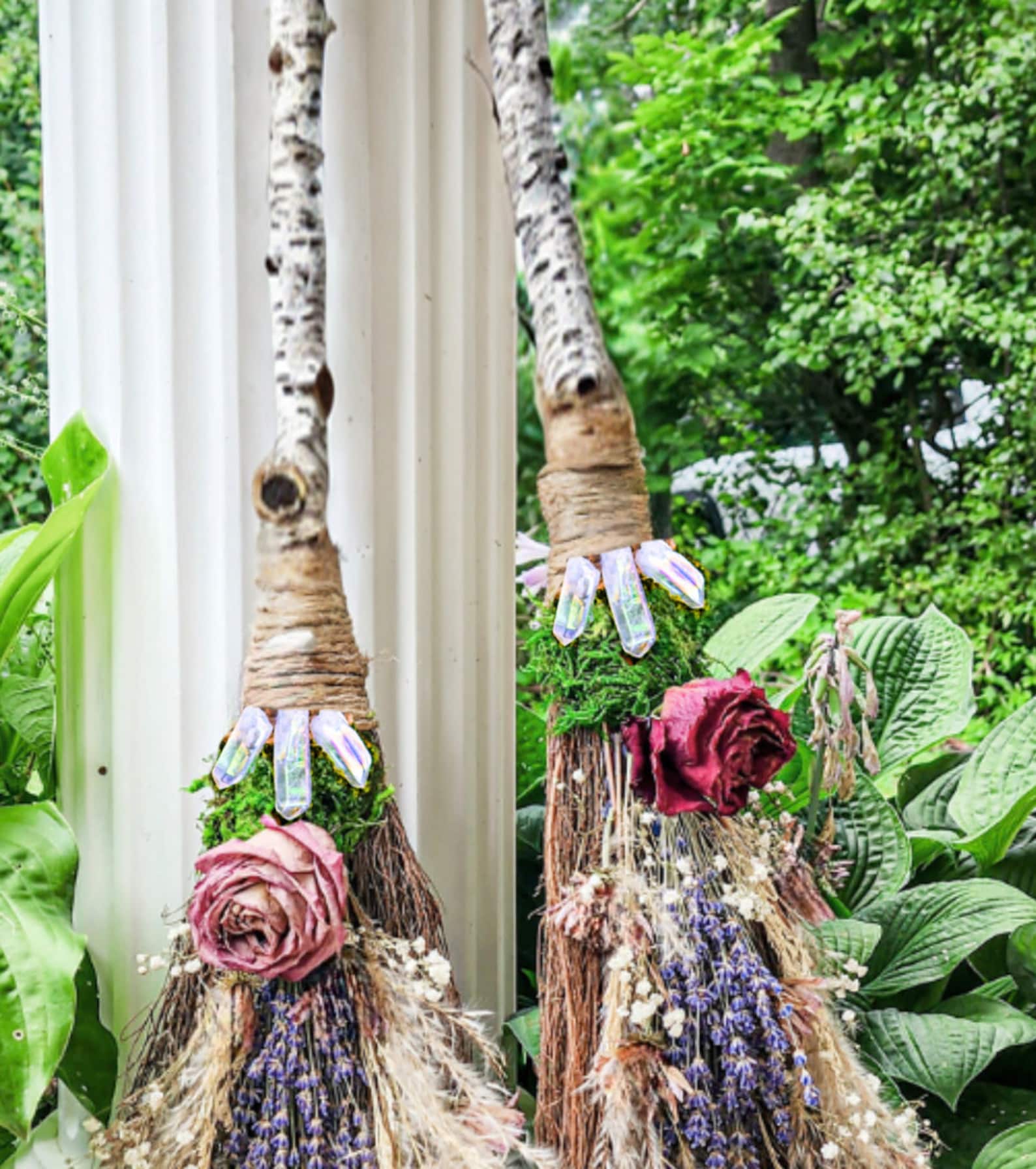 Life Size Crystal Witch's Altar Birch Broom / Besom, Protection ...