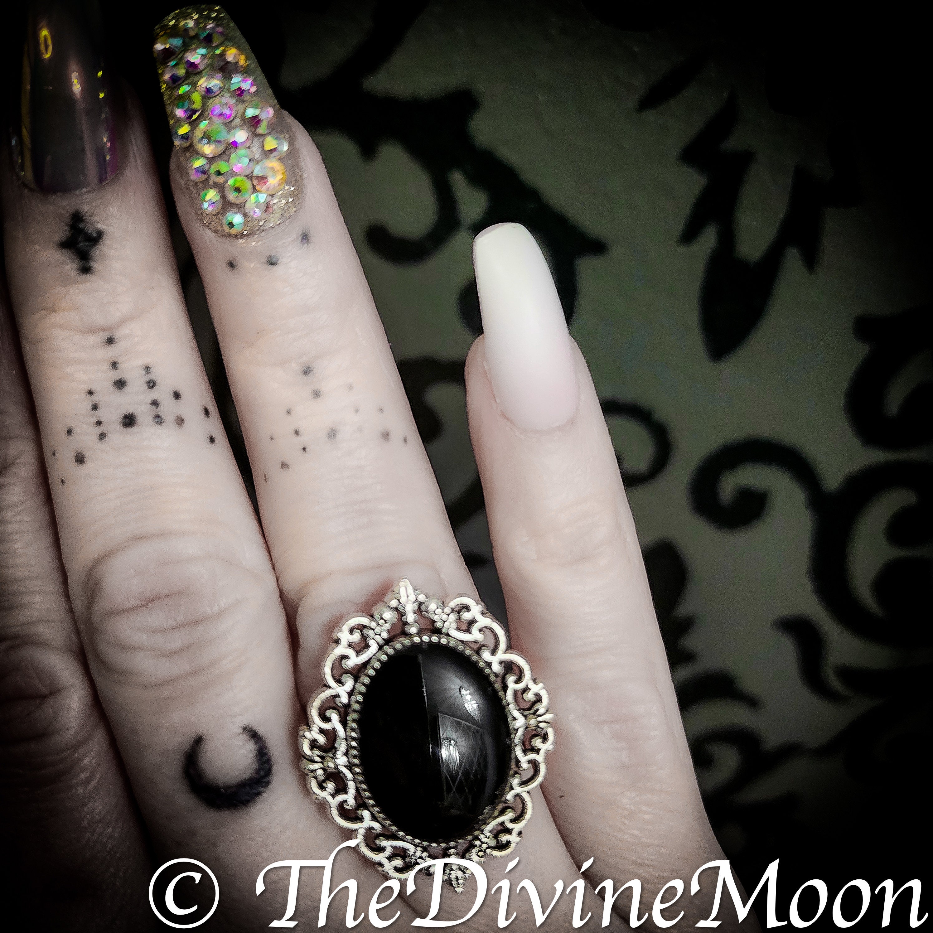 Antique Vintage Scrying Mirror Rings - Fortune Telling - Psychic ...