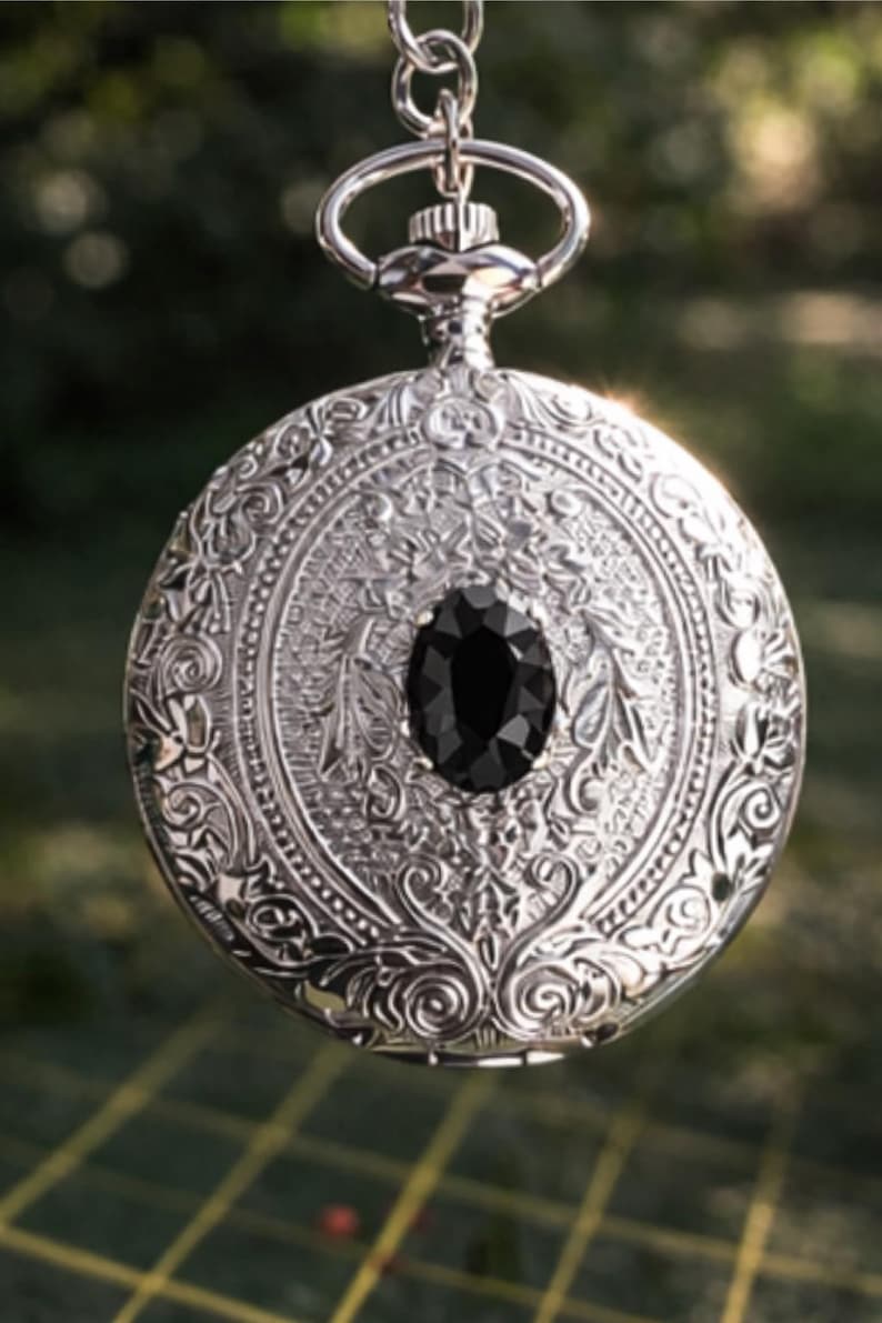 Seer’s Veil Black Scrying Mirror Pocket Watch – Gothic Witchcraft ...