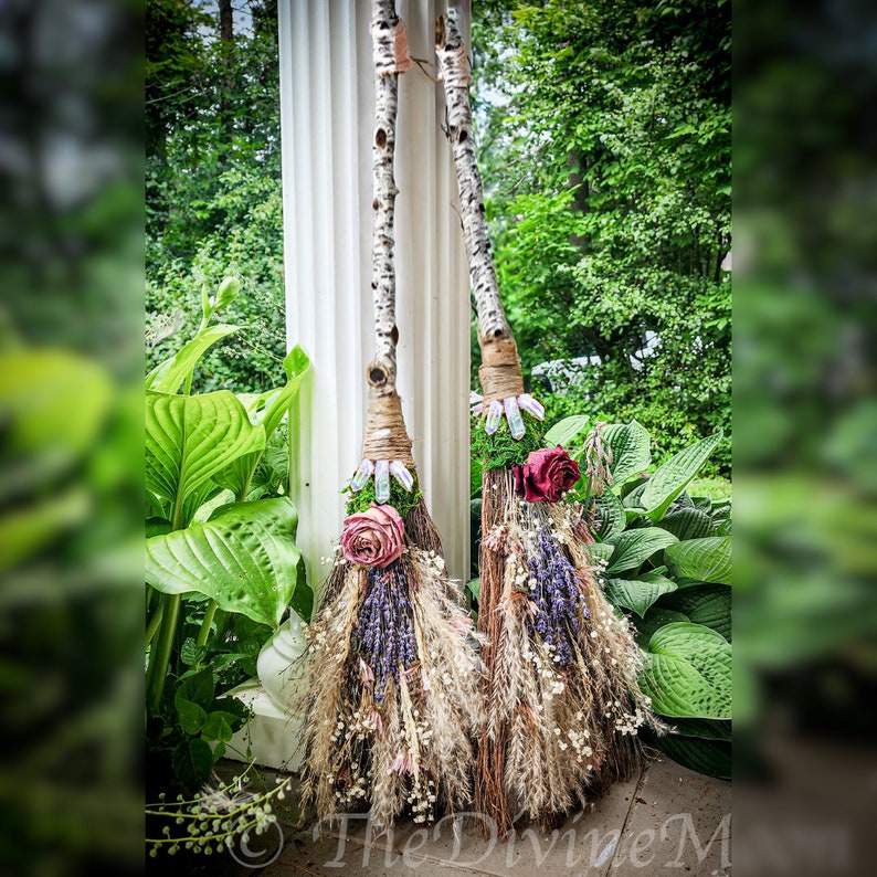 Life Size Crystal Witch's Altar Birch Broom / Besom, Protection ...