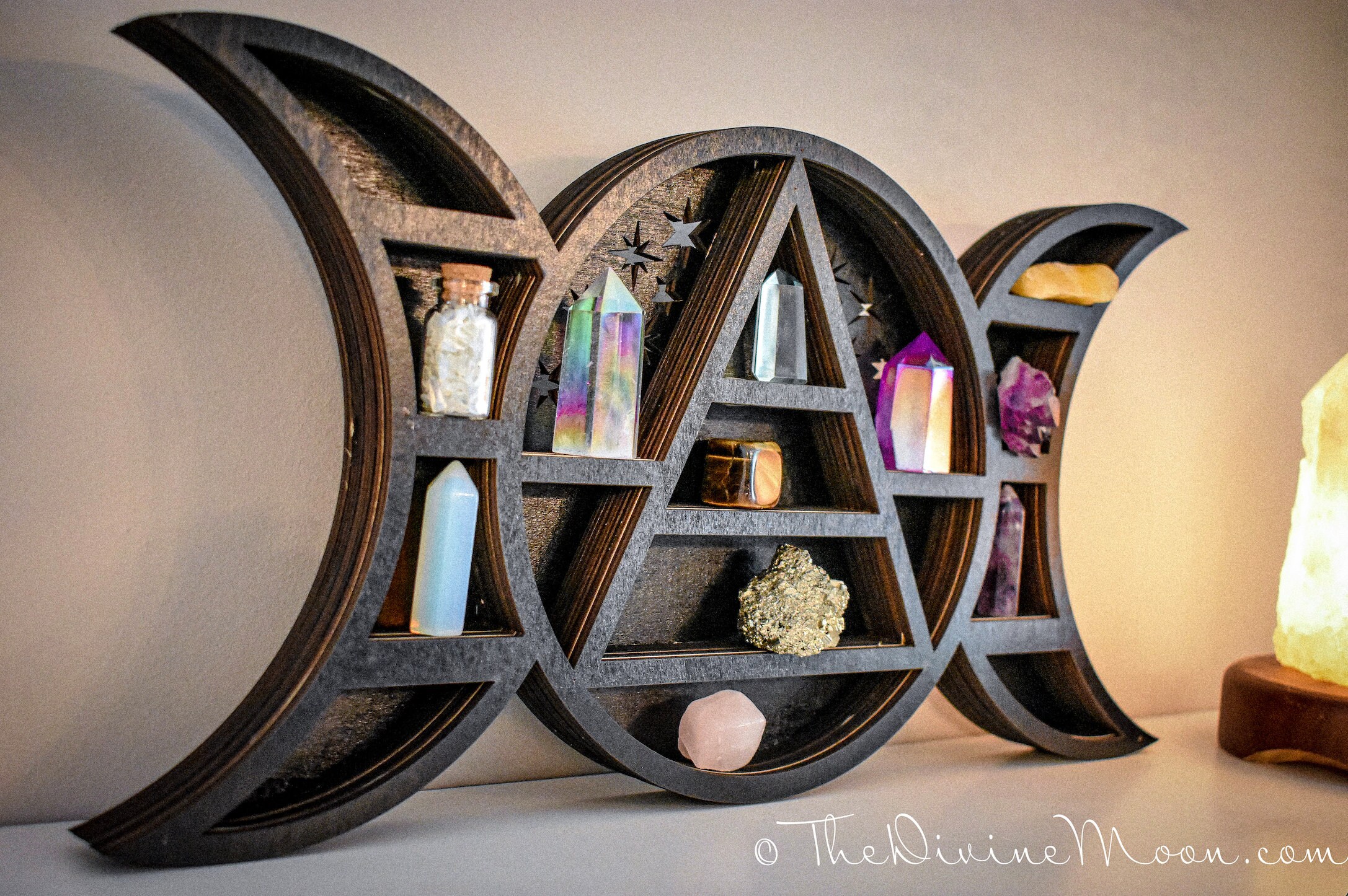 Triple Moon Shelf Moon Goddess Shelf Wooden Moon Crystal - Etsy