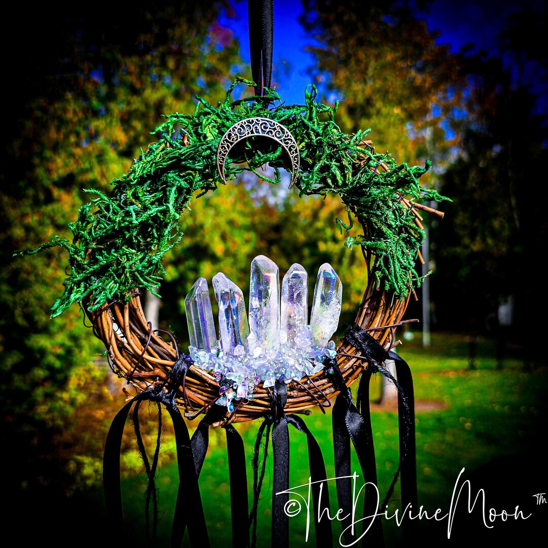 Moss Quartz Hanging Witch Bells – Crystal Door or Window Decor – Aura ...