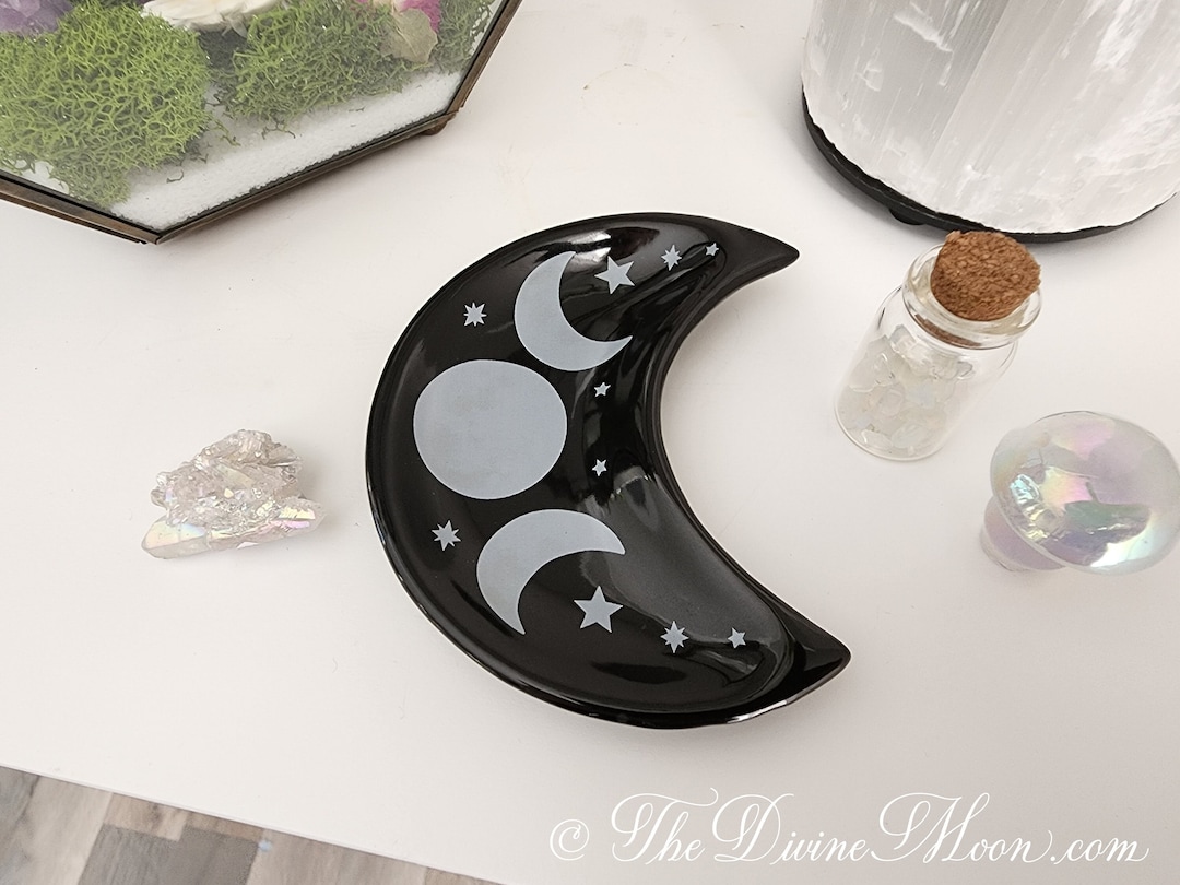 Crescent Moon Dish, Moon Tray, Moon Bowl, Crystal Display, Metaphysical ...