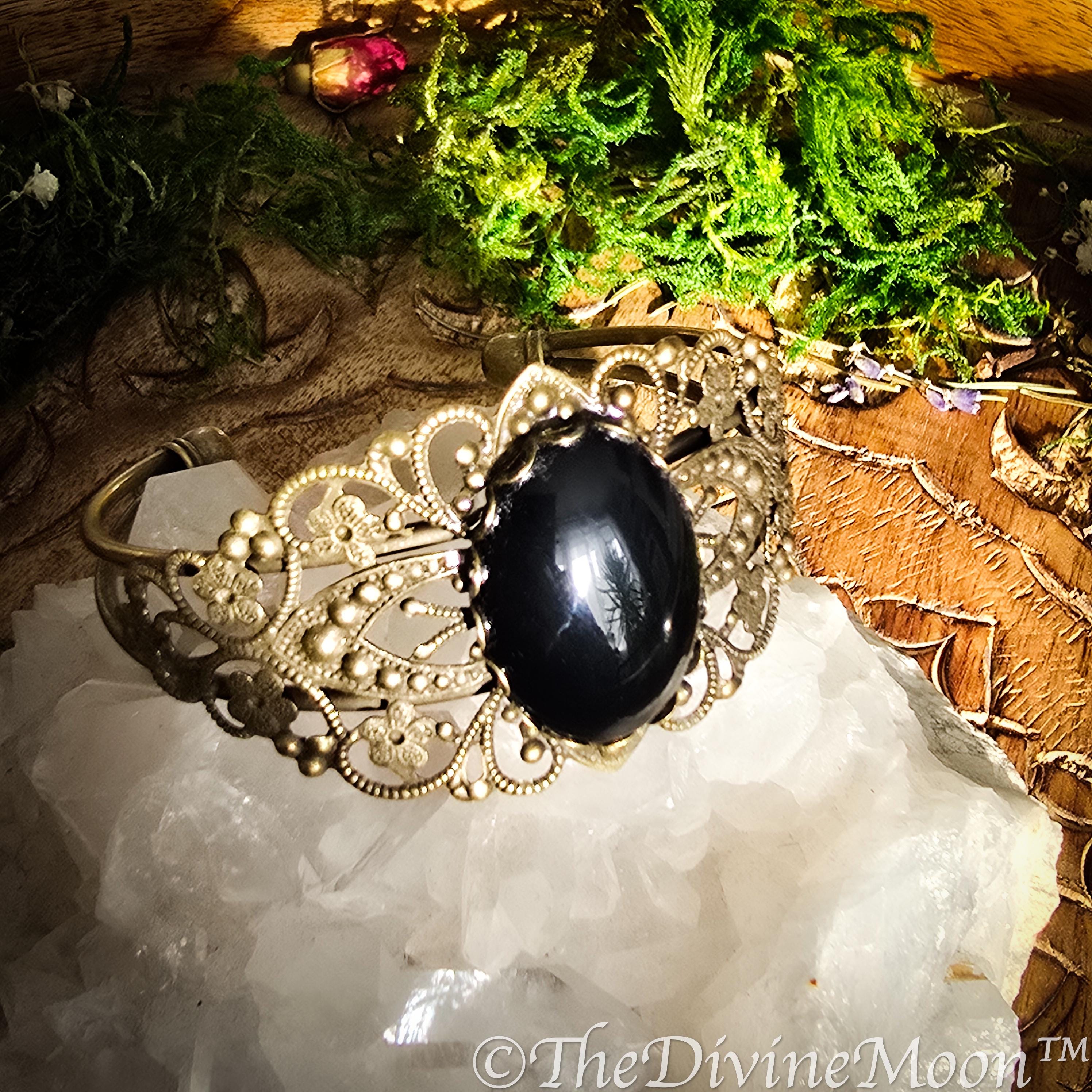 Antique Vintage Scrying Mirror Brass Bracelet - Bangle - Fortune ...