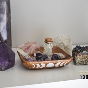 Moon Phase Wood Trinket Bowl - Bowl for Crystals - Altar Tools - Altar ...