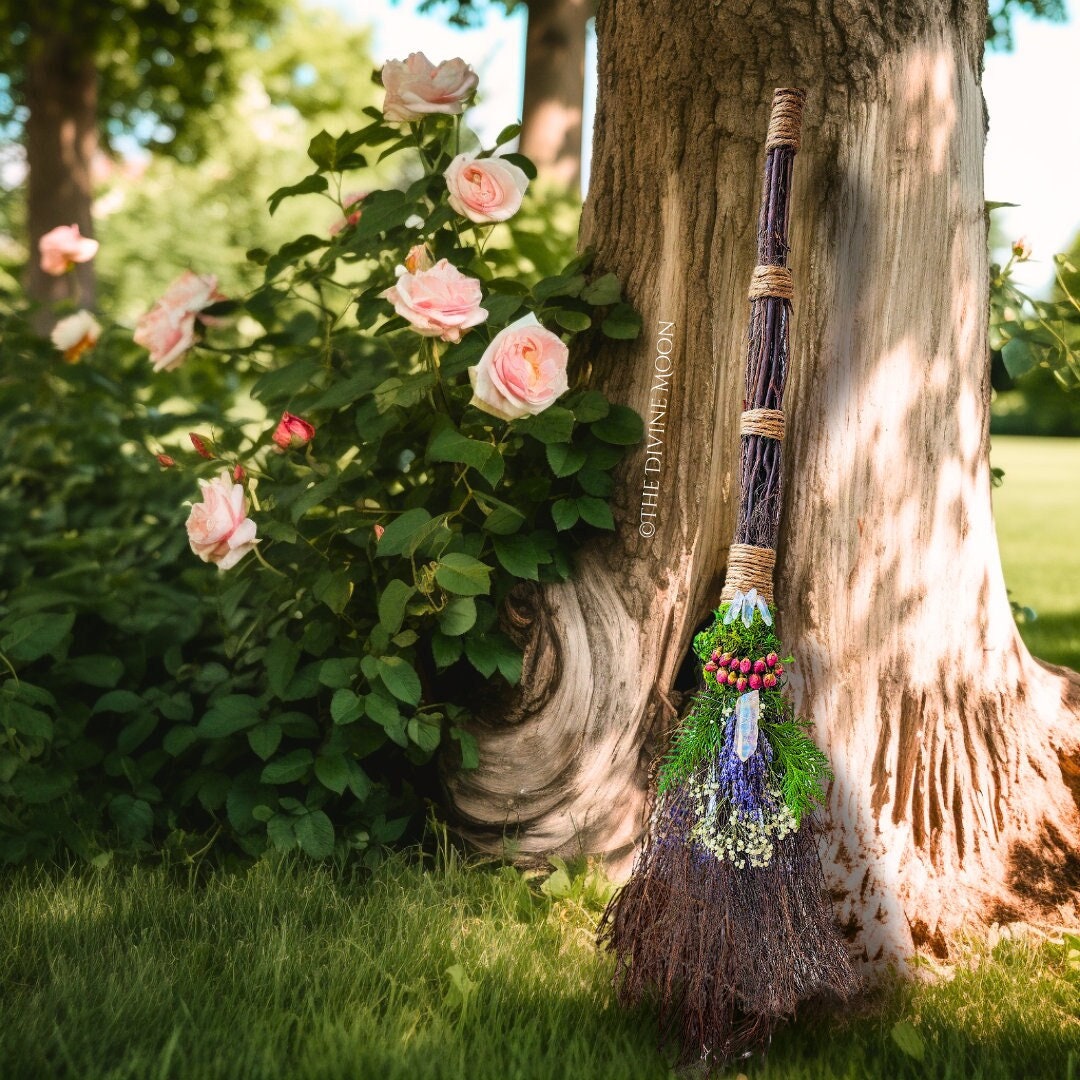 Life Size Crystal Altar Cinnamon Witch Broom / Besom, Protection ...