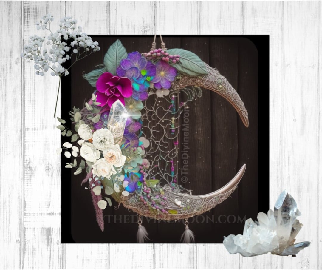 Divine Moon Floral Moon Wreath Art Print by the Divine Moon ...