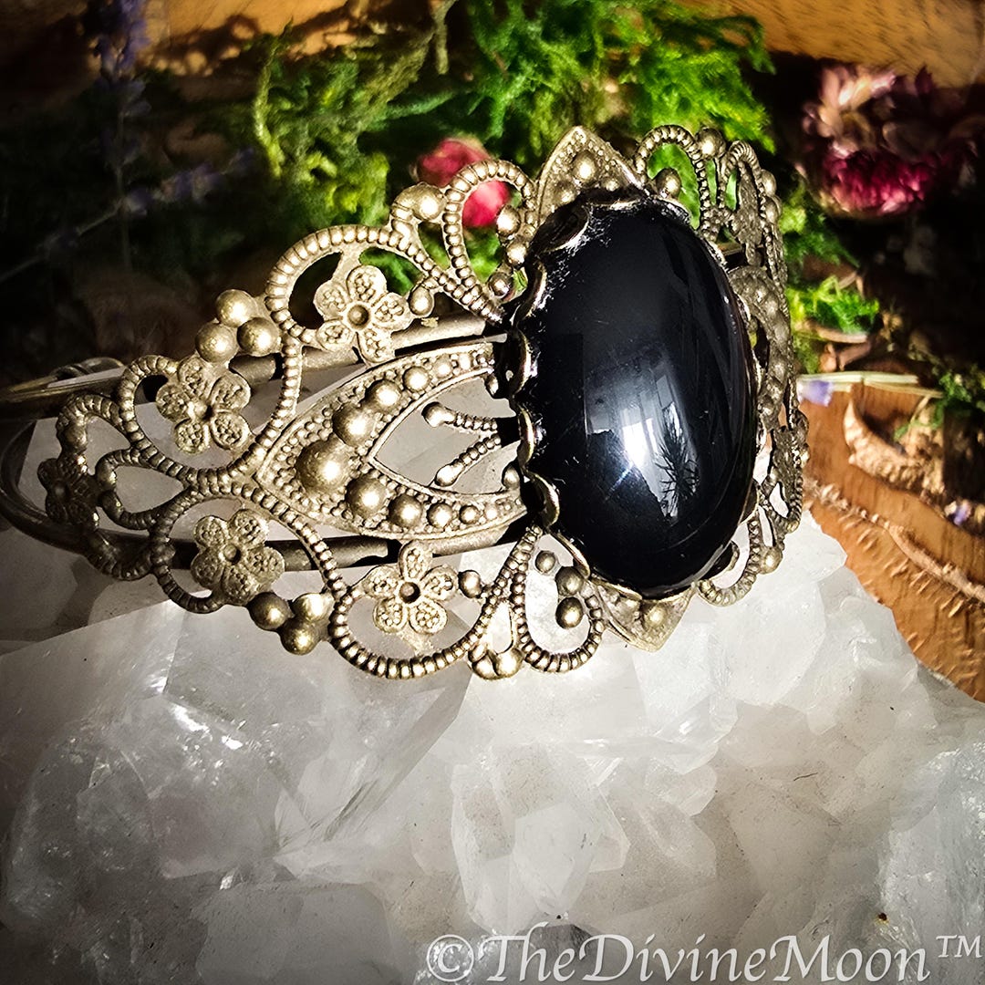 Antique Vintage Scrying Mirror Brass Bracelet - Bangle - Fortune ...